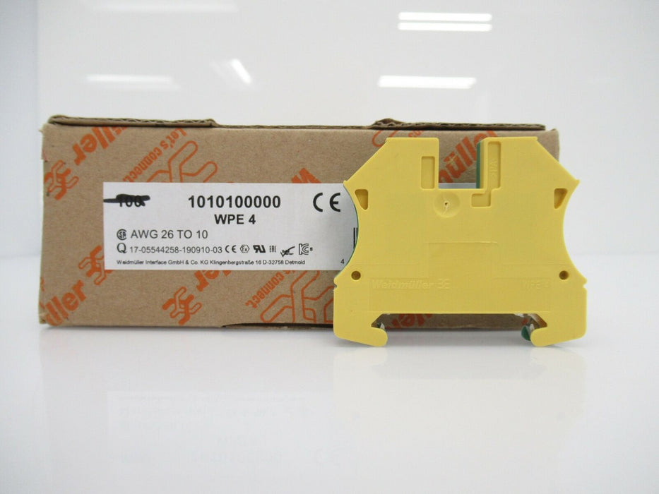 Weidmuller WPE4 1010100000 DIN Rail Mount Terminal Block, AWG 26/10 ...