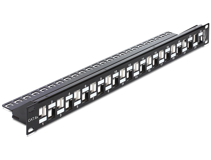 Delock 43278 19″ Keystone Patch Panel 24 Port Staggered Black ...