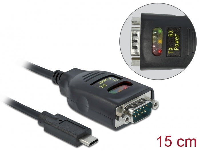 Delock 64038 Adapter Usb Type-C™ To Serial Rs-232 Db9 With 15 Kv Esd P ...