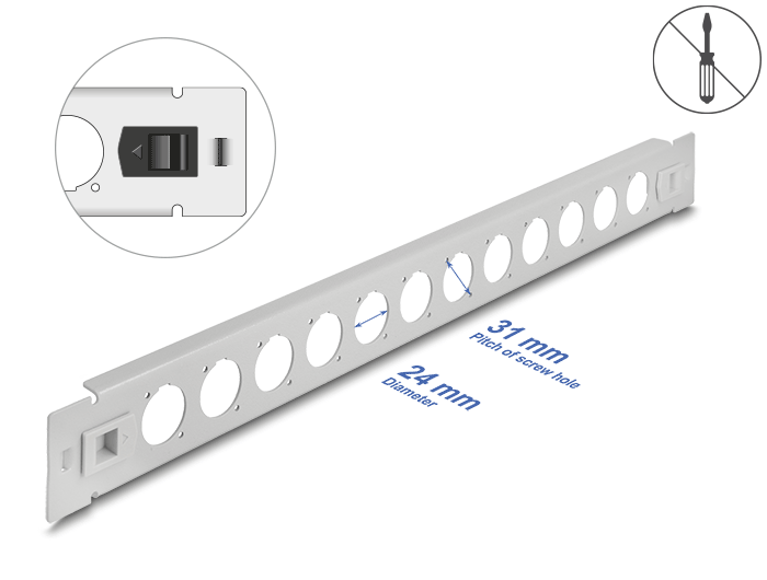 Delock 66902 19″ D-Type Patch Panel 12 Port Tool Free Grey ...