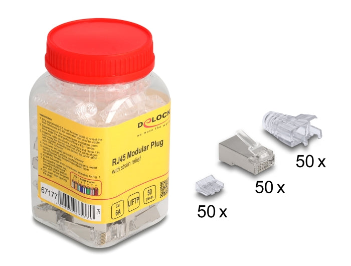 Delock 67177 Rj45 Modular Plug Cat.6A With Bend Protectection Boots Tr ...