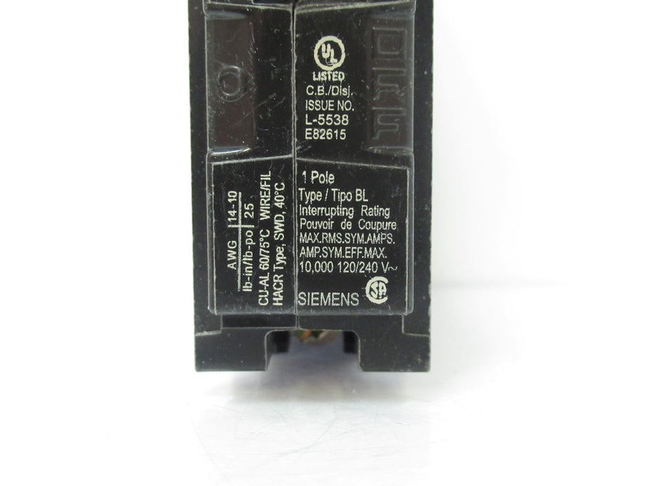 Siemens B120 Circuit Breaker 20 Amp Single Pole Bolt-On — industrialautomationparts.com