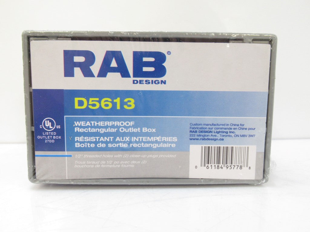 RAB D5613 Electrical Box Die-Cast Aluminum With Three Entry Holes 1/2 ...