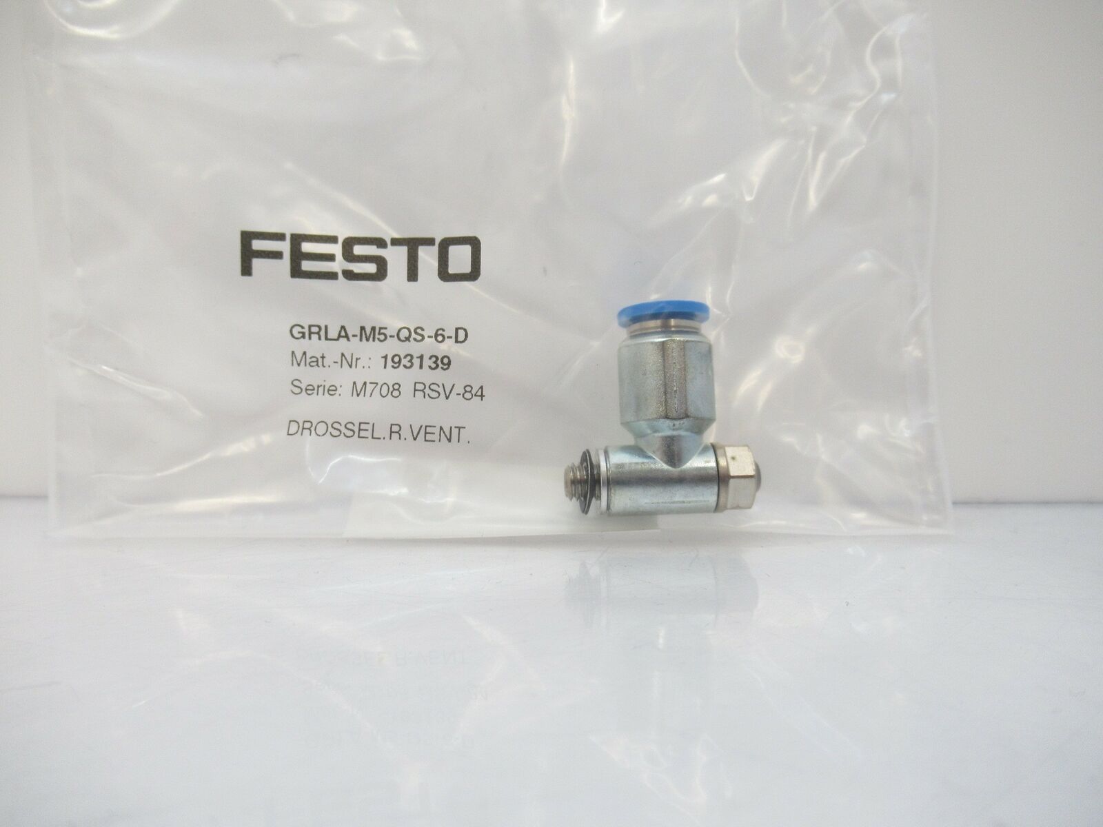 Festo GRLA-M5-QS-6-D 193139 One-Way Flow Control Valve ...