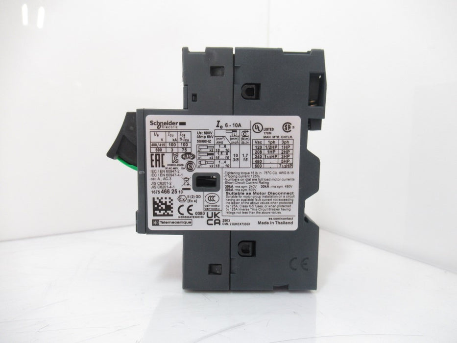 Schneider Electric GV2ME14 Deca Manual Starter And Protector, 6 To 10A ...