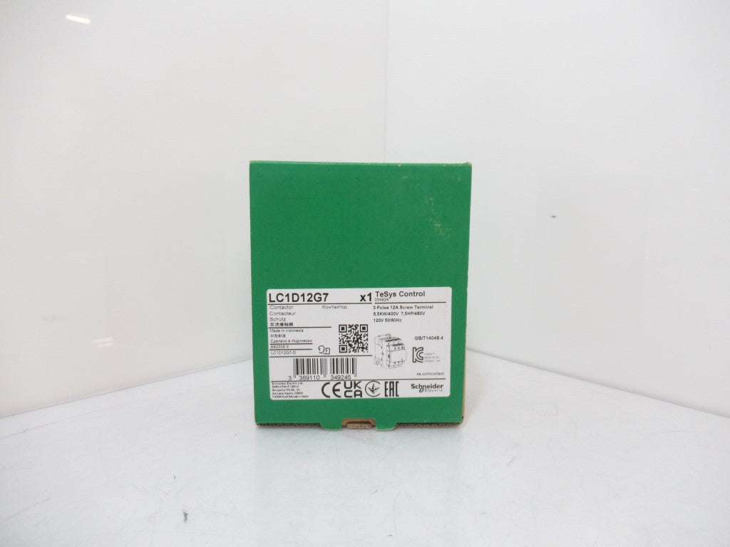 Schneider Electric LC1D12G7 TeSys Deca Contactor, 12A, 7.5 HP, 480 V ...