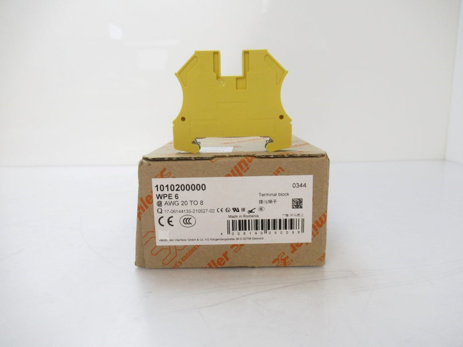 Weidmuller 1010200000 WPE6 Terminal Block Ground, 6 mm, AWG 20 To 8 ...