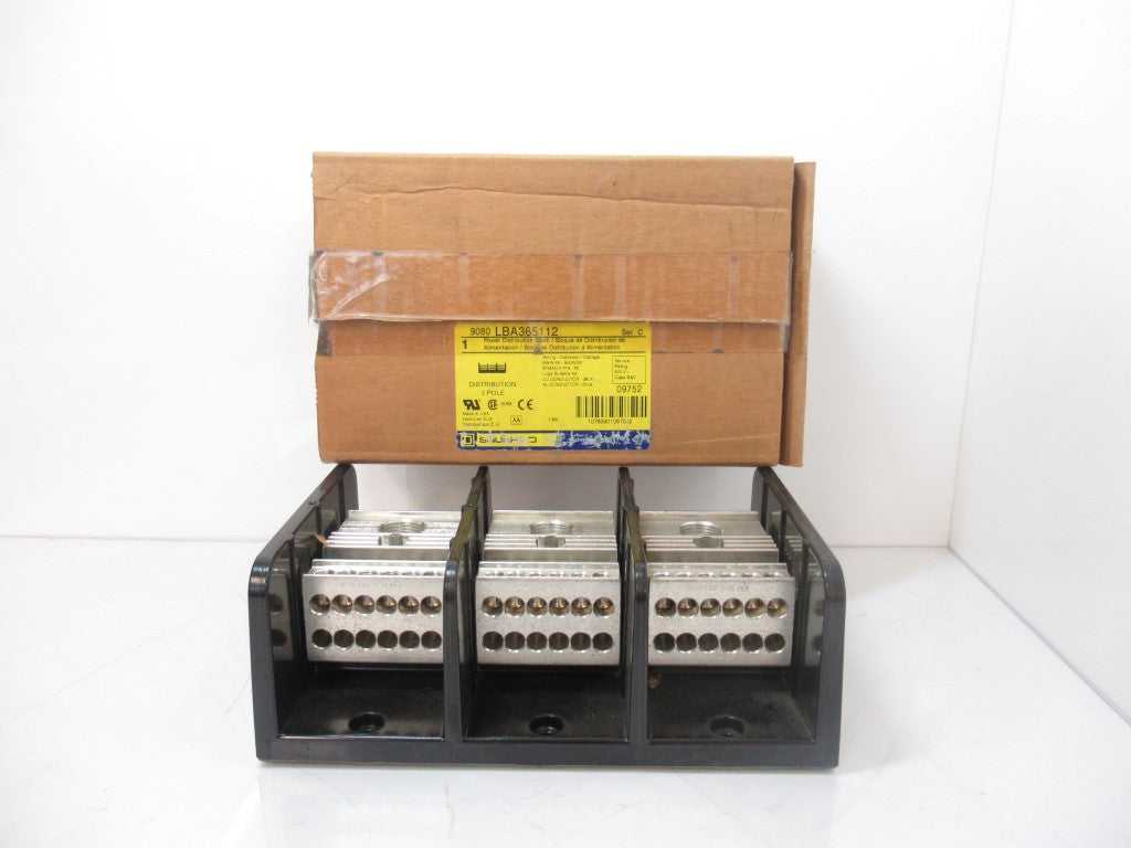 Square D 9080LBA365112 Power Distribution Block 3 Pole 1 Line 12 Load ...
