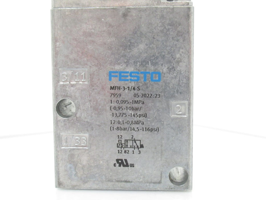 Festo MFH-3-1/4-S 7959 Air Solenoid Valve — industrialautomationparts.com
