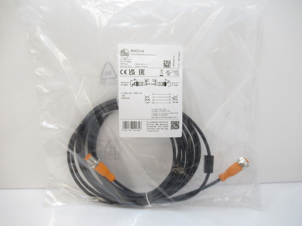 Ifm Electronic EVC014 Connection Cable Straight Female To Male M12 5m ...