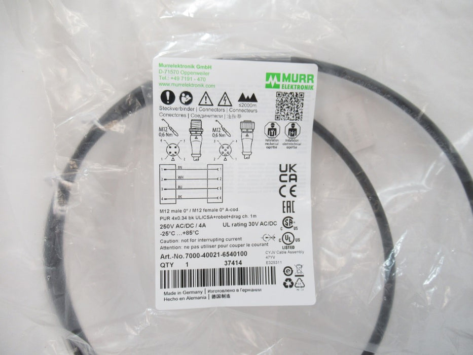 Murrelektronik 7000-40021-6540100 Cordset Cables, PUR, M12, 1 Meter ...