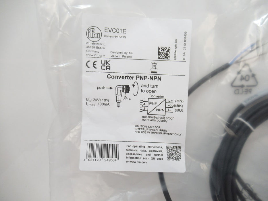 Ifm Electronic EVC01E Converter PNP-NPN 24V DC ...