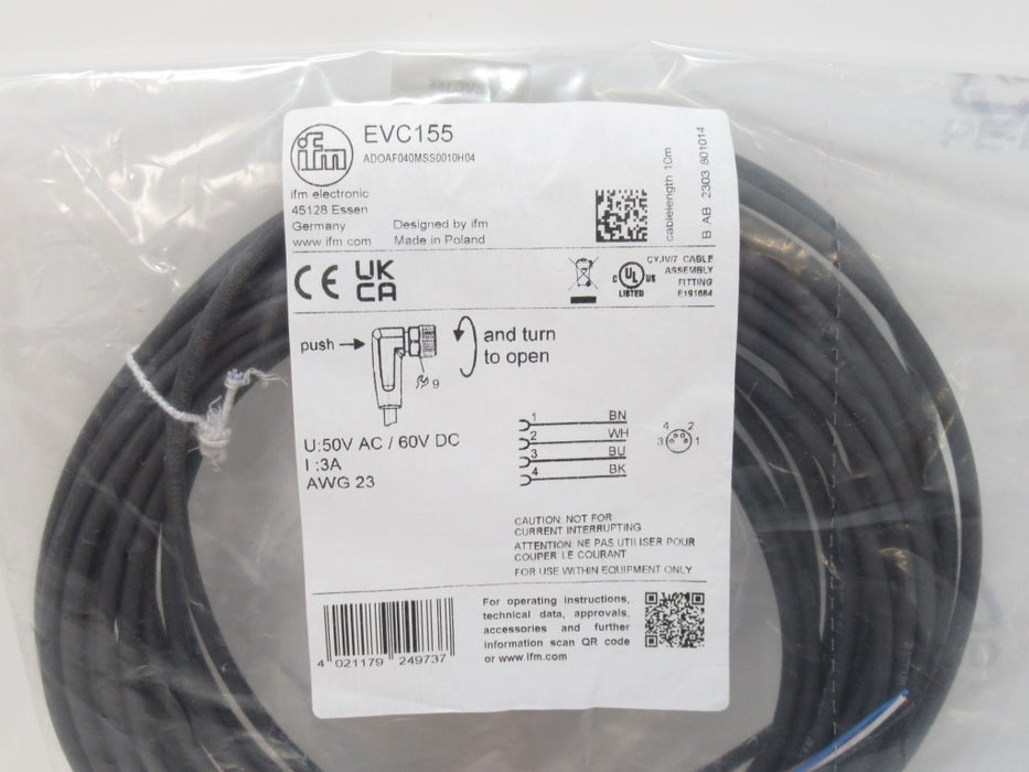 Ifm Electronic EVC155 Connecting Cable With Socket ADOAF040MSS0010H04 ...