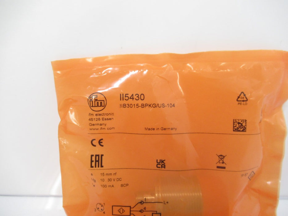 Ifm Electronic II5430 IIB3015-BPKG/US-104 Inductive Sensor, M12, PNP ...