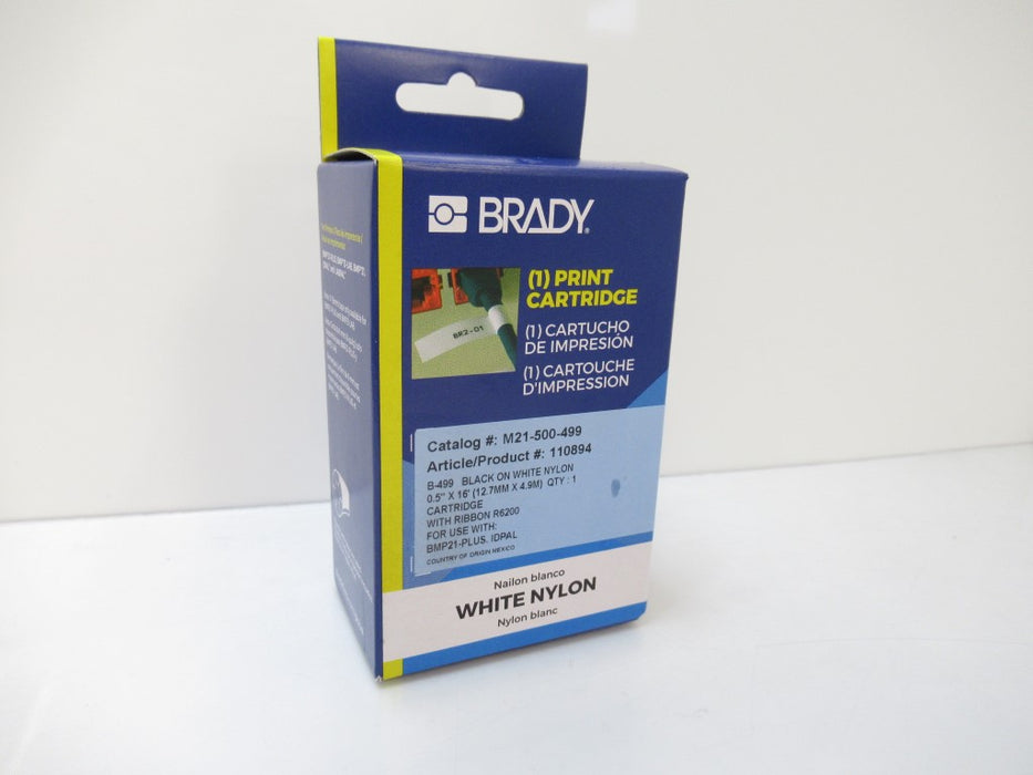 M21-500-499 Brady Black On White Nylon Cartridge 0.5" X 16'