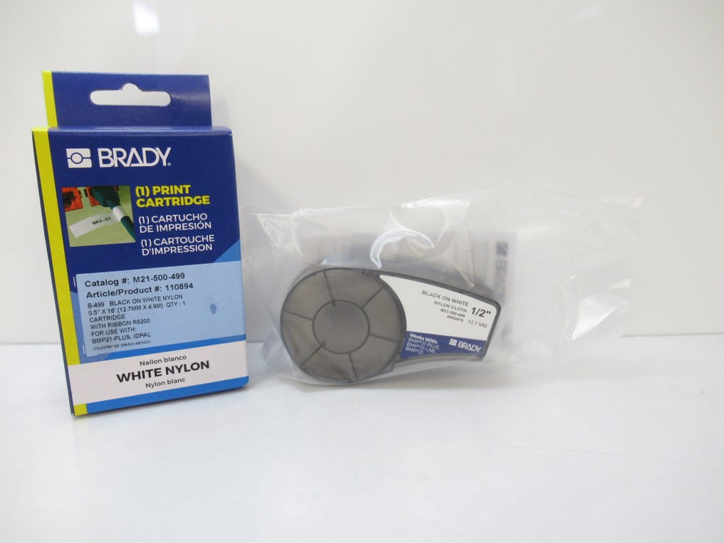 M21-500-499 Brady Black On White Nylon Cartridge 0.5" X 16'