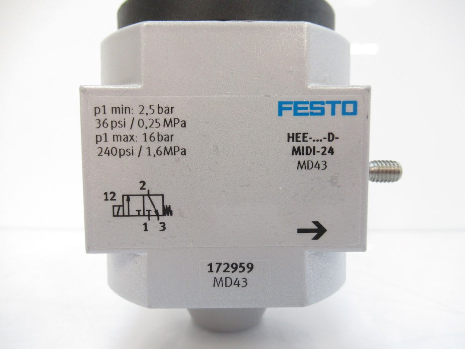 172959 HEE-D-MIDI-24 Festo On-Off/Soft-Start Valves, D Series ...