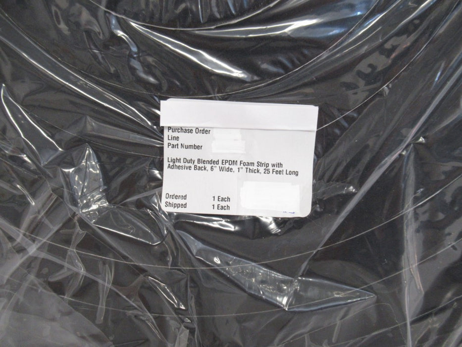 Light Duty Blended EPDM Foam Strip / Adhesive Back, 6" Wide, 1" Thick ...