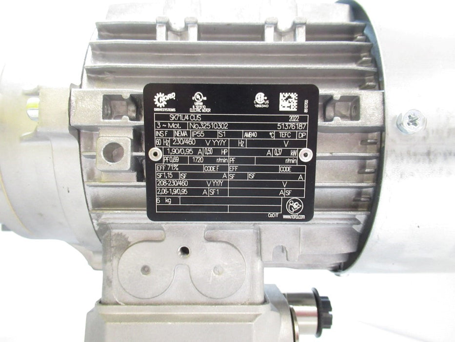 SK 02040.1AXZH-71L/4 CUS SK71L/4CUS Nord Gearmotor 0.5 hp, Ratio 15.00 ...