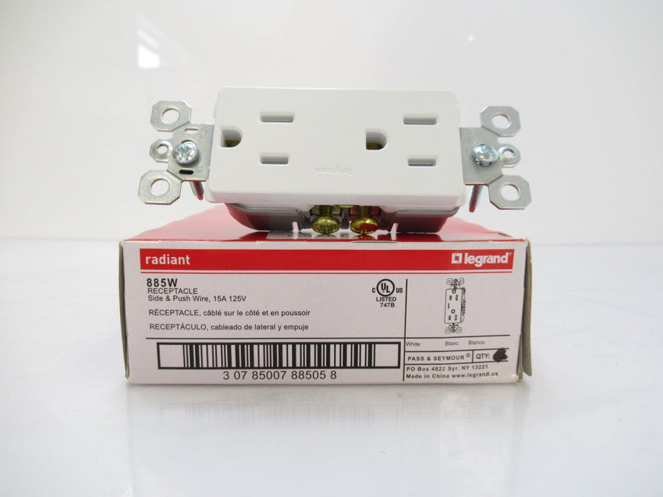 885W Legrand Receptacle Decora, Side & Push Wire, 125V, 15A — industrialautomationparts.com