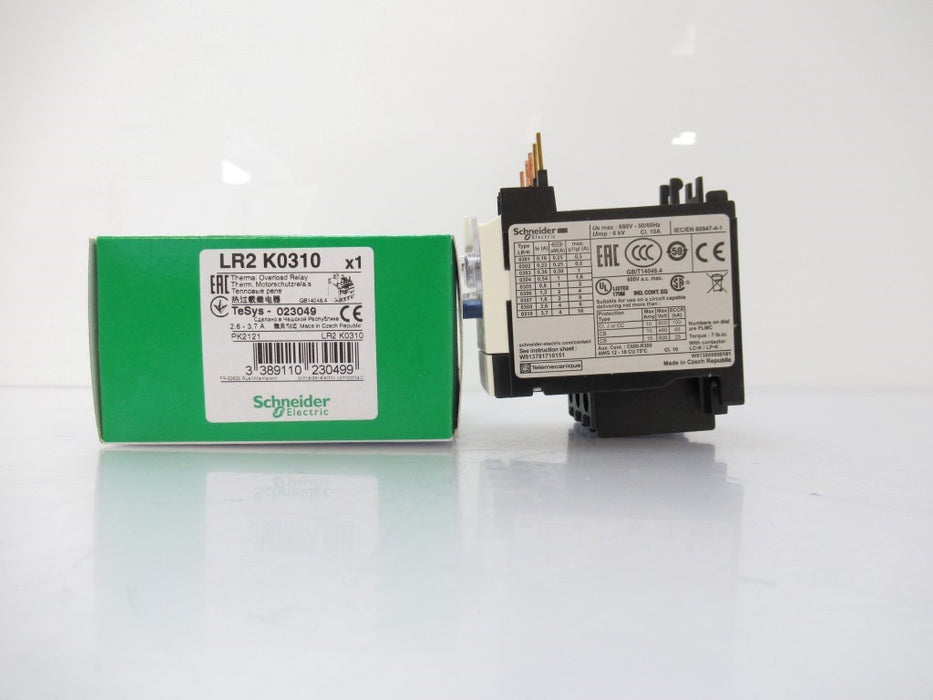 LR2K0310 Schneider Electric TeSys Overload Relay 2.6 - 3.7A ...